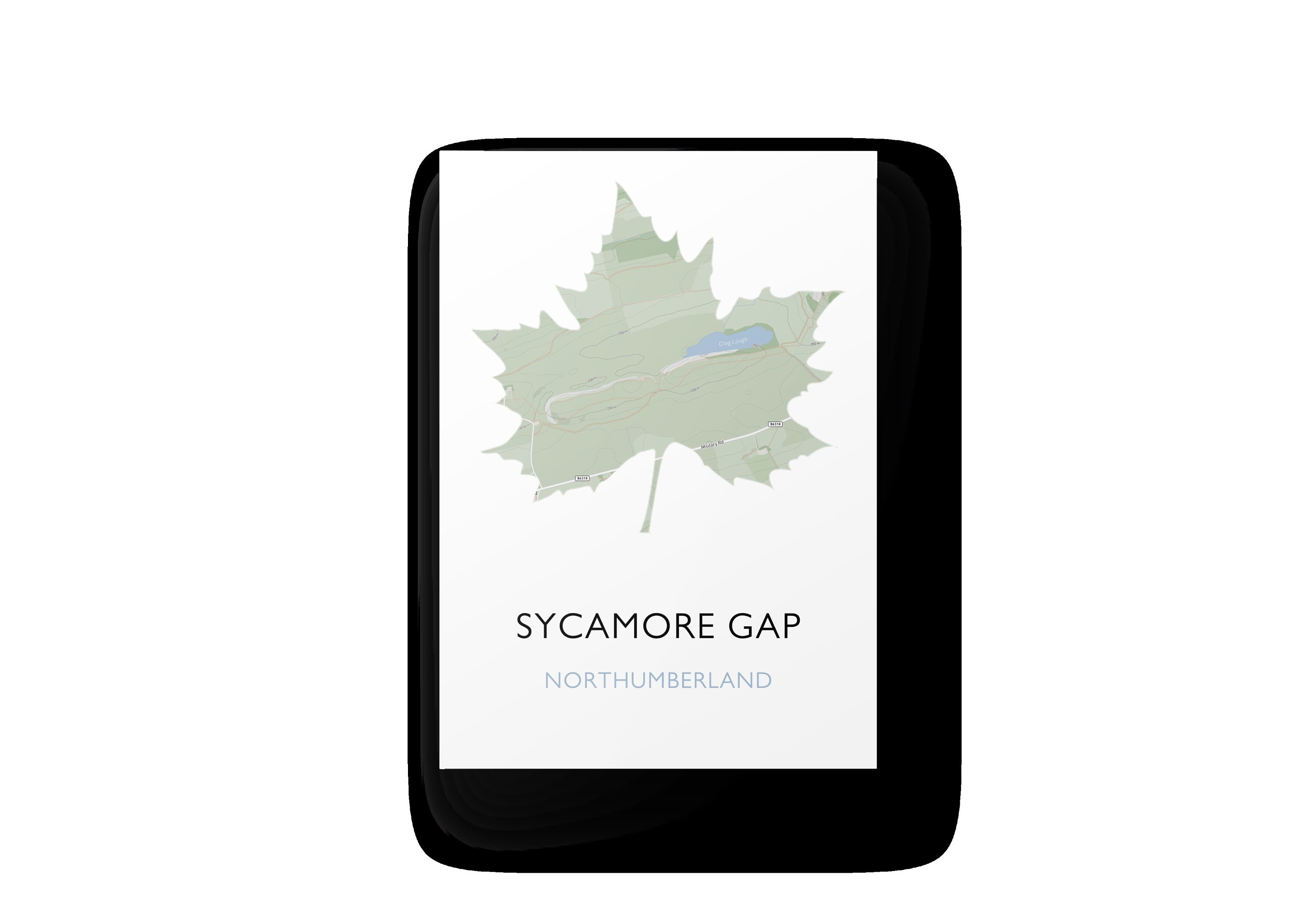 Sycamore Gap Tree Leaf Map/ Robin Hood Tree / Northumberland Map Print ...