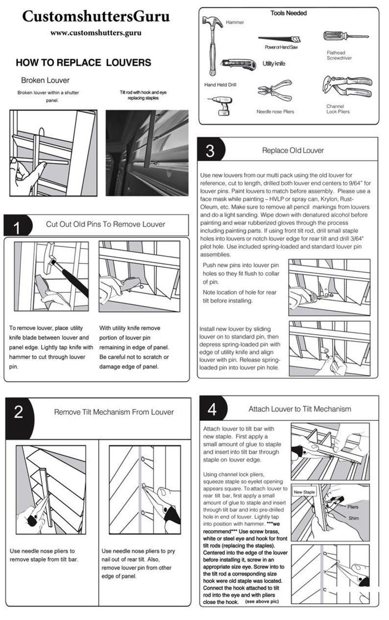 Shutter Louver Replacement Kit 5 Pack 3-1/2" X 7/16" X 18-1/2 ...