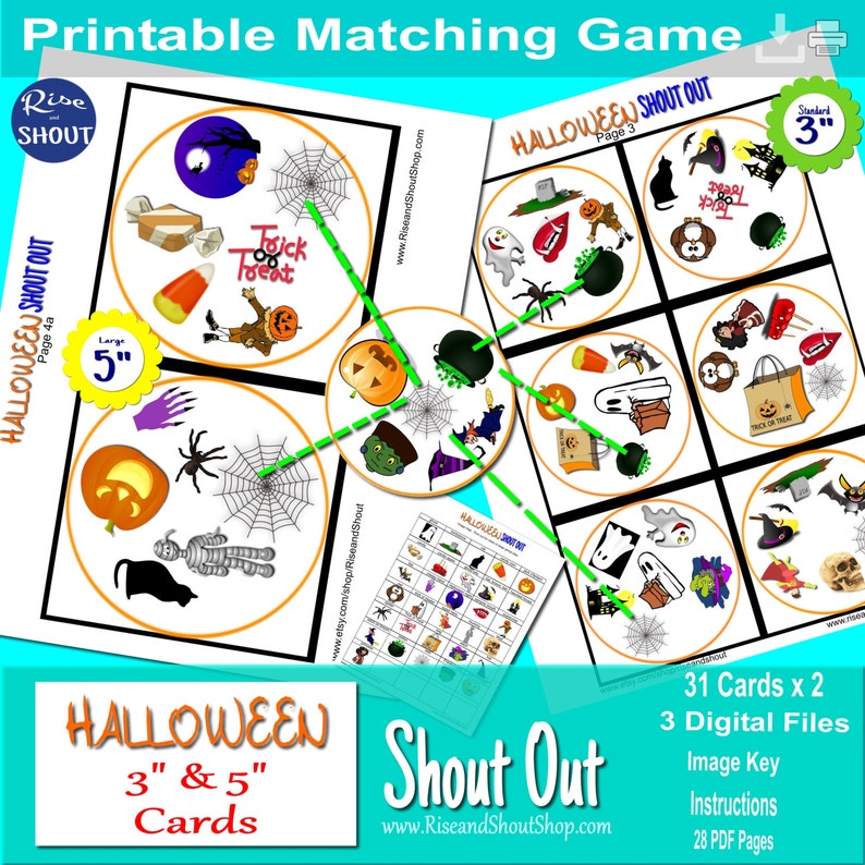 HALLOWEEN MATCHING GAME Shout Out; 31 Printable Cards Class Parties ...