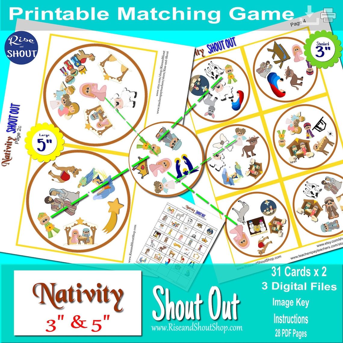 NATIVITY MATCHING GAME Shout Out 31 Christ Centered Christmas - Etsy
