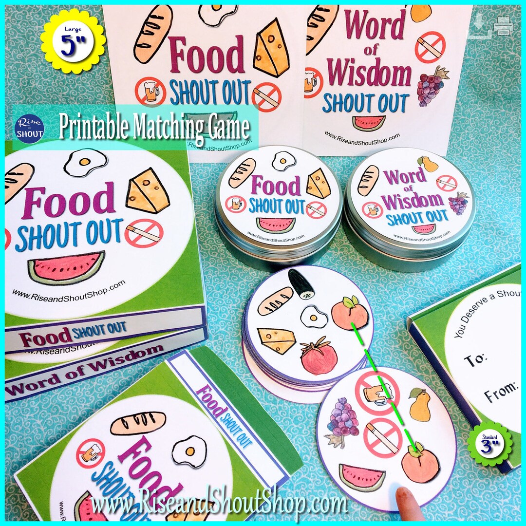 FOOD - WORD of WISDOM Matching Game Shout Out; 31 3" & 5" Cards ...