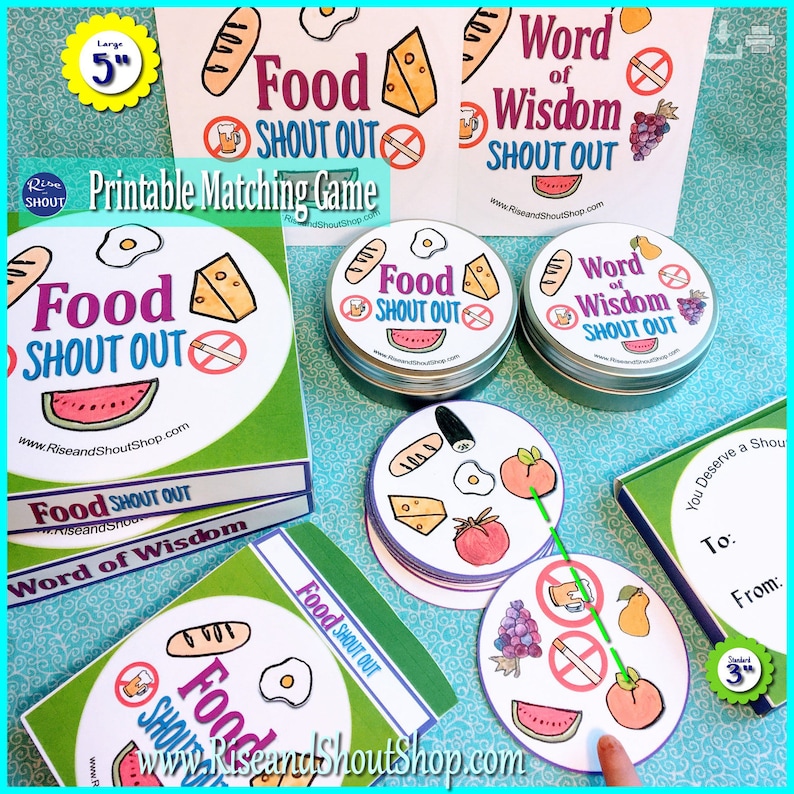 FOOD - WORD of WISDOM Matching Game Shout Out; 31 3" & 5" Cards ...