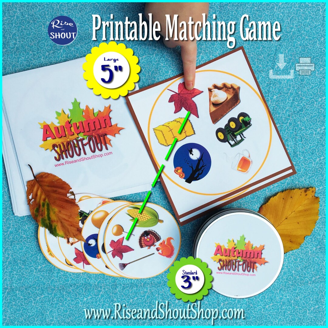 FALL AUTUMN MATCHING Game Shout Out; 31 Printable Cards of Fun; 1-6 ...