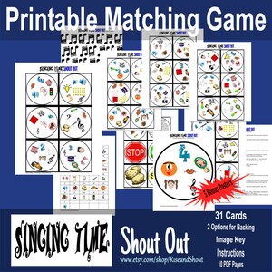 SINGING TIME MATCHING Game Shout Out, 31 Cards and Singing Varieties ...