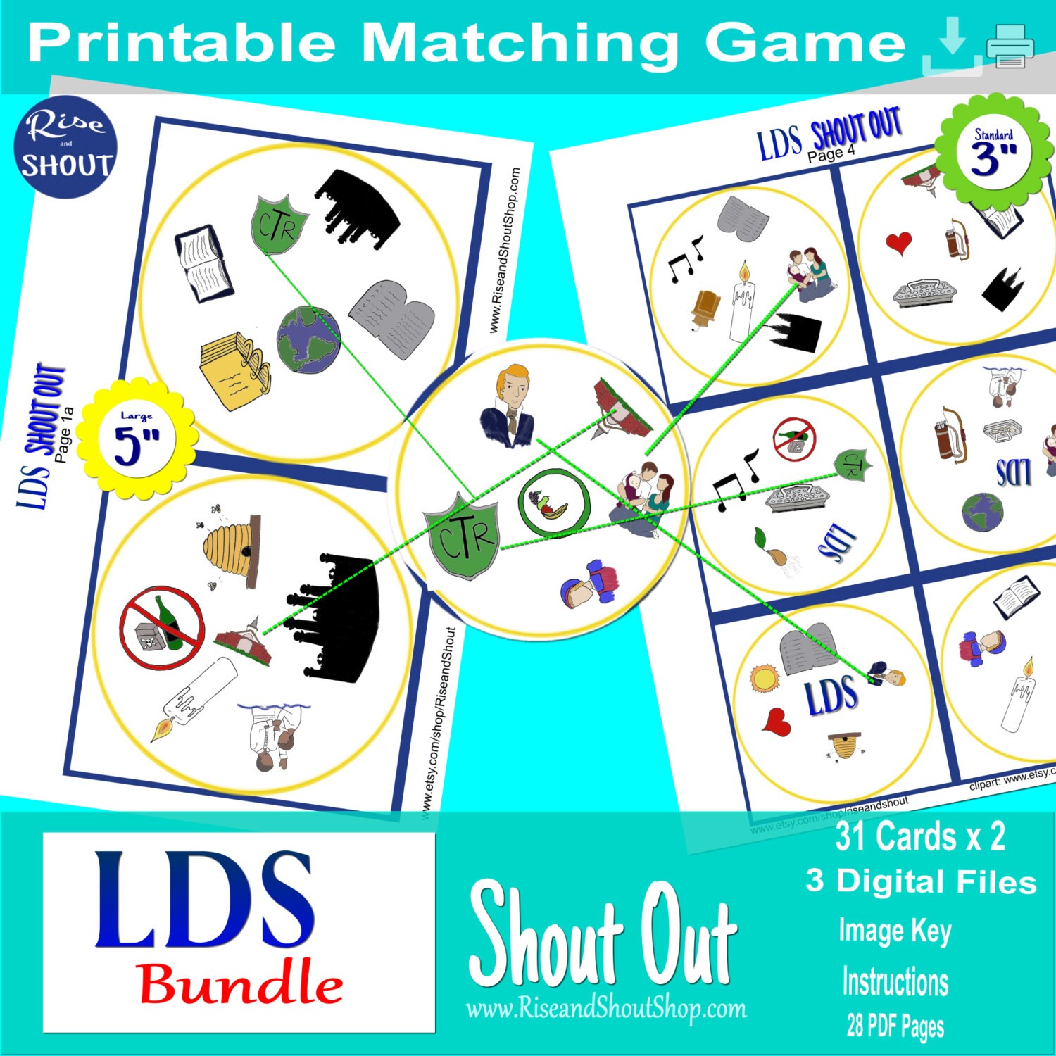 LDS MATCHING Game Shout Out; 3" & 5" Printable Cards; 1-31 Players ...