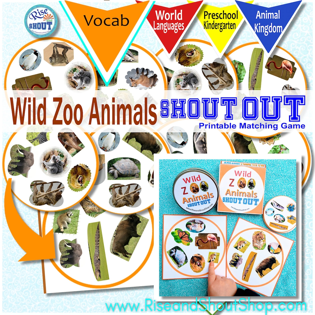 Wild Zoo Animals Shout Out, Race to Spot the Match Game, Animal Kingdom ...