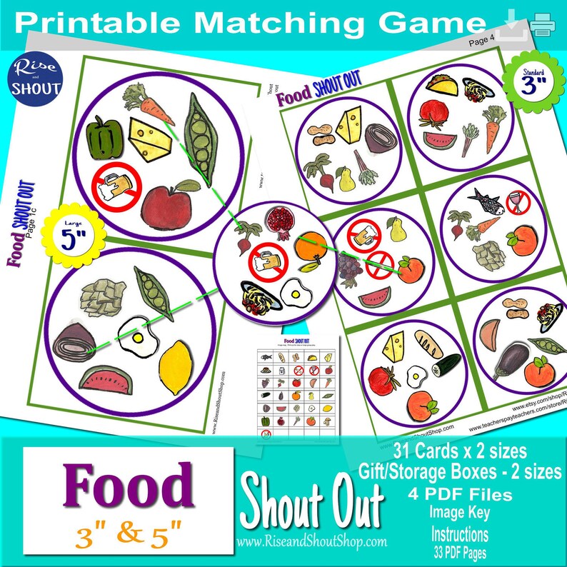 FOOD - WORD of WISDOM Matching Game Shout Out; 31 3" & 5" Cards ...