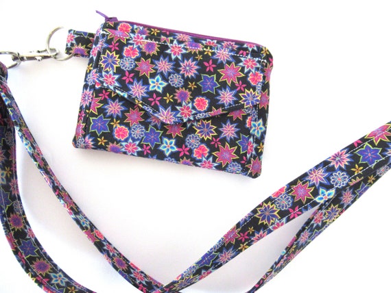 Floral ID Wallet Purple Keychain Wallet Purple Wristlet - Etsy