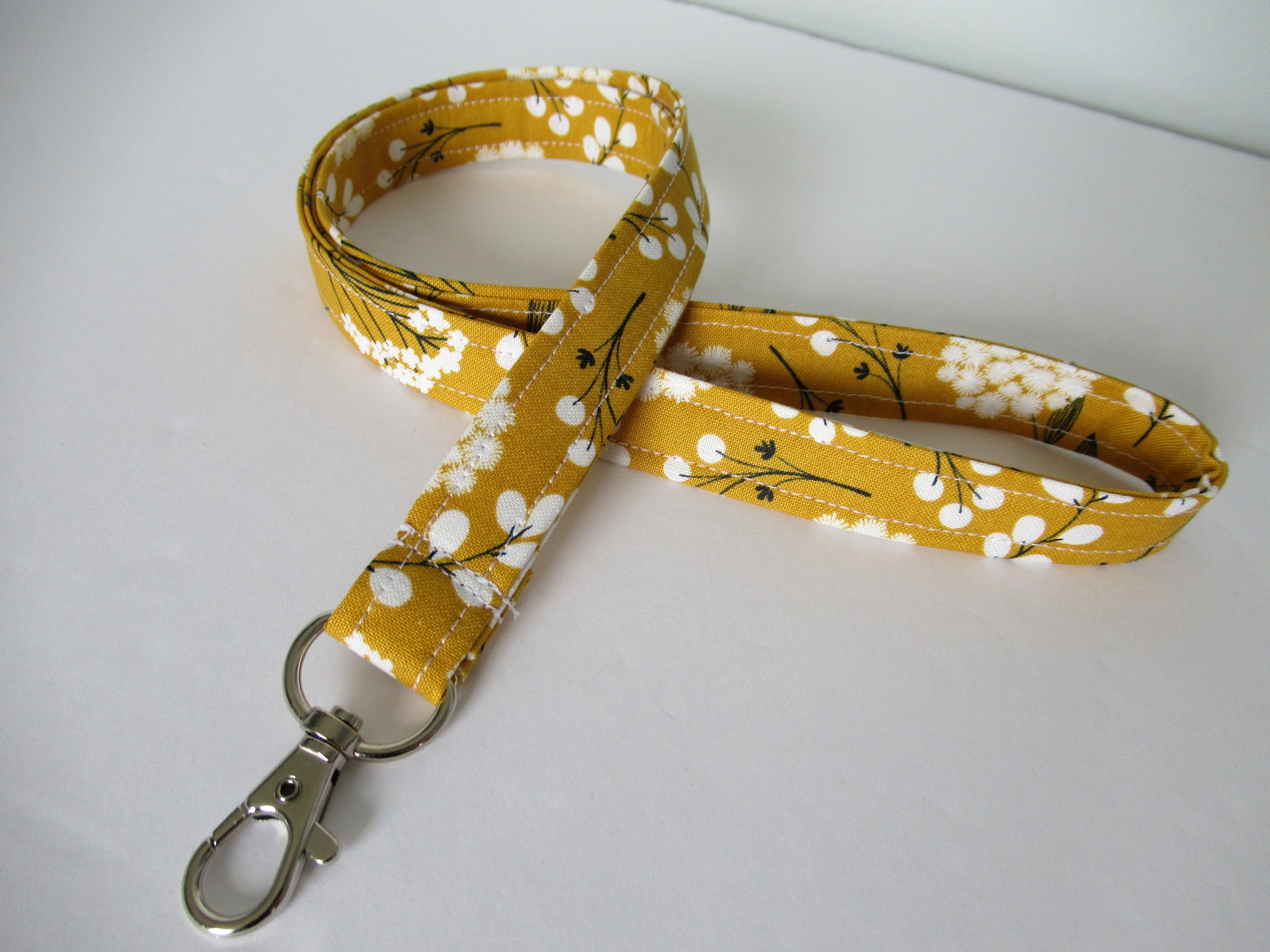 Yellow Lanyard Fabric Key Lanyard Lanyard Yellow Floral - Etsy UK
