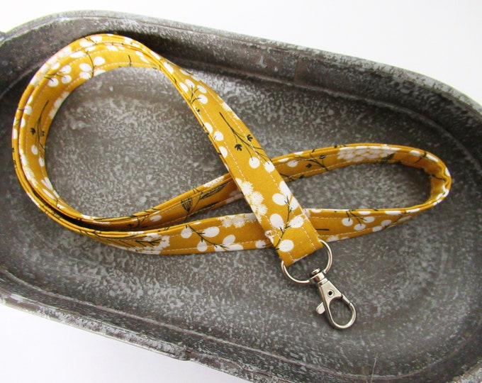 Yellow Lanyard, Fabric Key Lanyard, Lanyard, Yellow Floral Lanyard ...