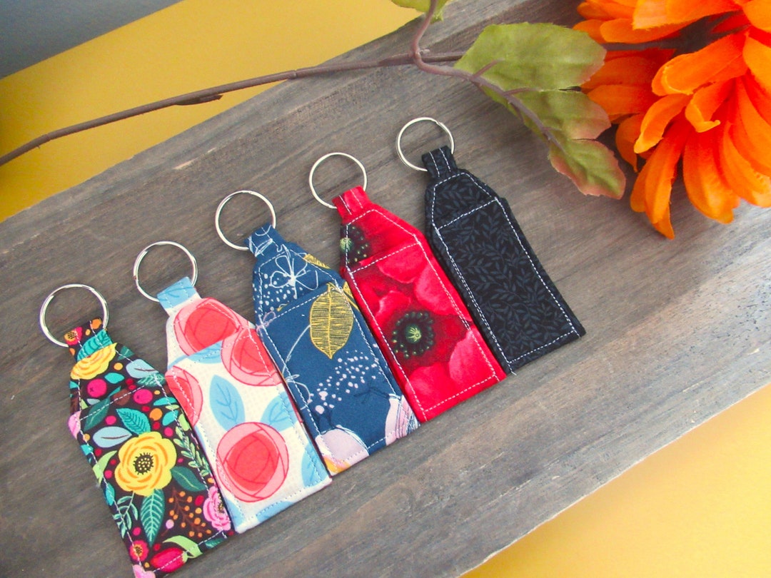 Chapstick Holder Keychain, Red Chapstick Holder, Floral Chapstick ...