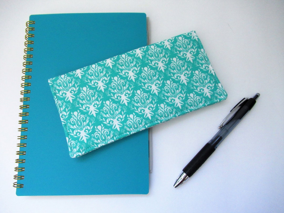 Fabric Checkbook Cover, Turquoise Patterned Checkbook Holder - Etsy