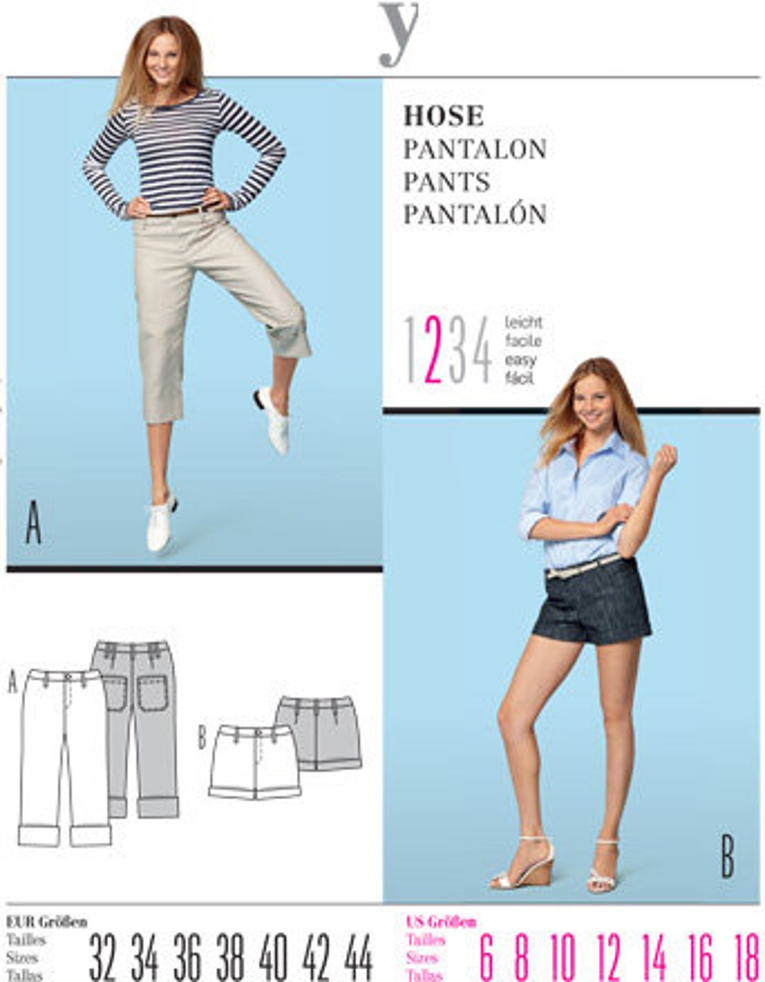 Burda Young 7550 Sewing Pattern - Shorts and Pants - Size 6-18 - Etsy