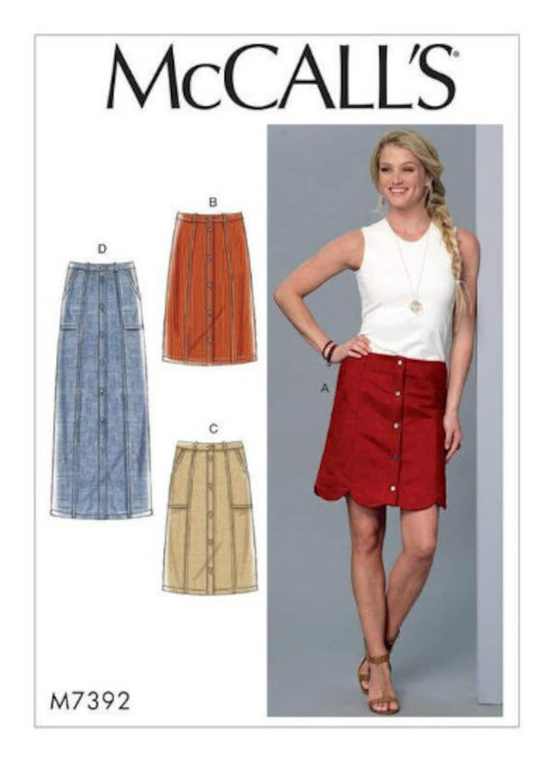 Mccall's M7392 Misses' Straight or Scalloped-hem, Gored Skirts Sewing ...