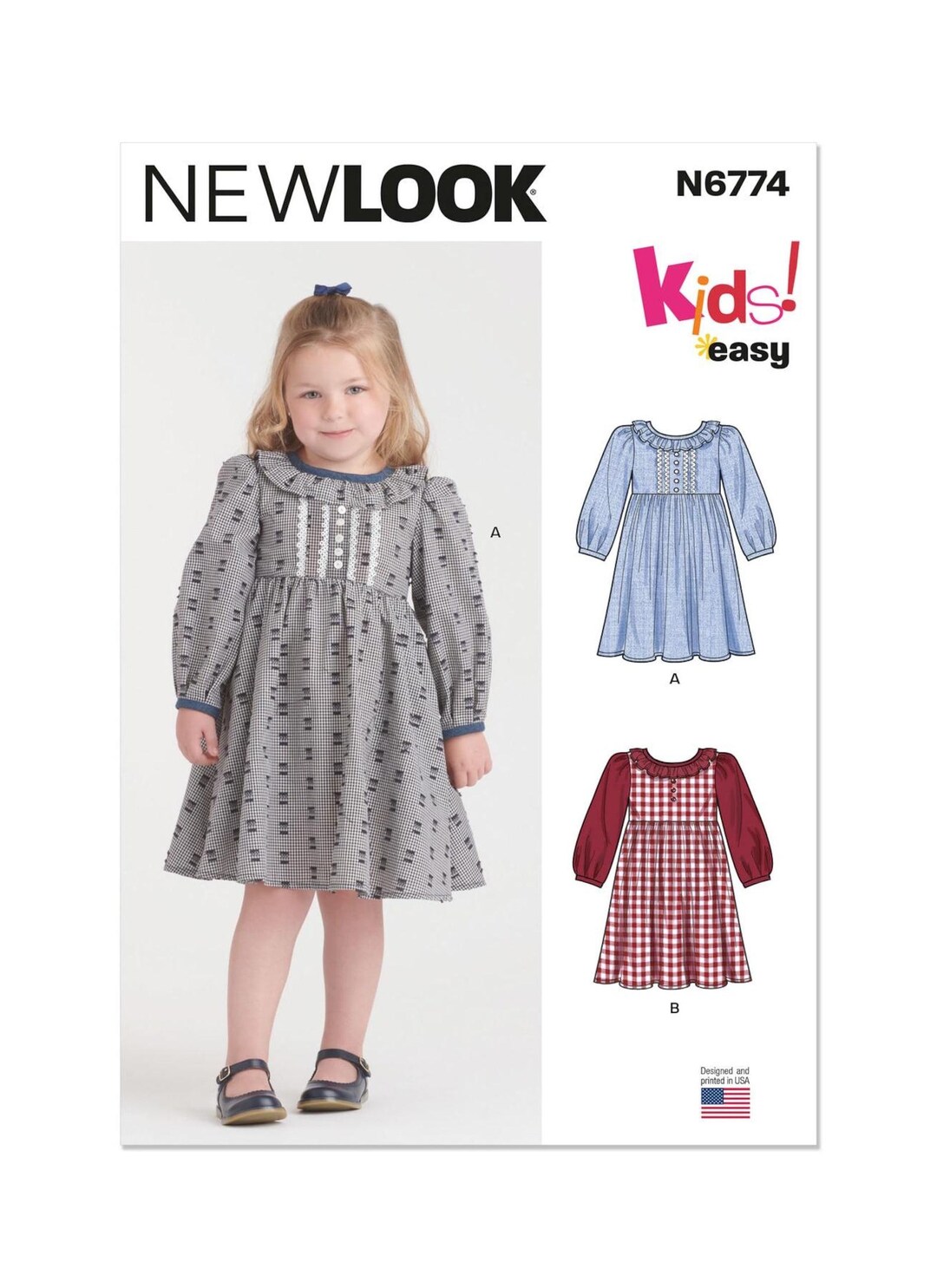 New Look N6774 Sewing Pattern - Girl's Ruffle Collar Dress With Long ...