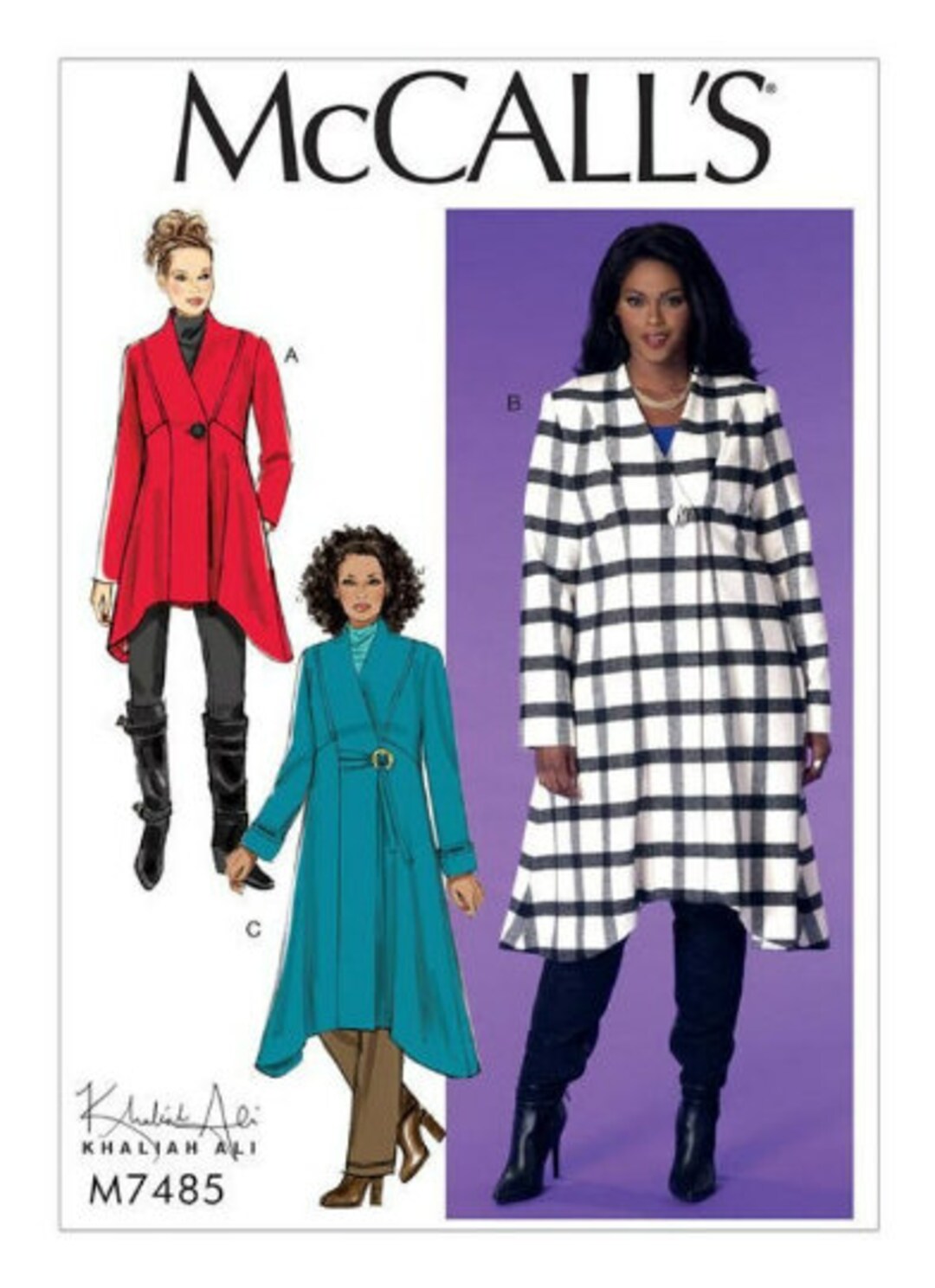 Mccall's M7485 Women's Seamed, Shaped-hem Coats Sewing Pattern Plus ...