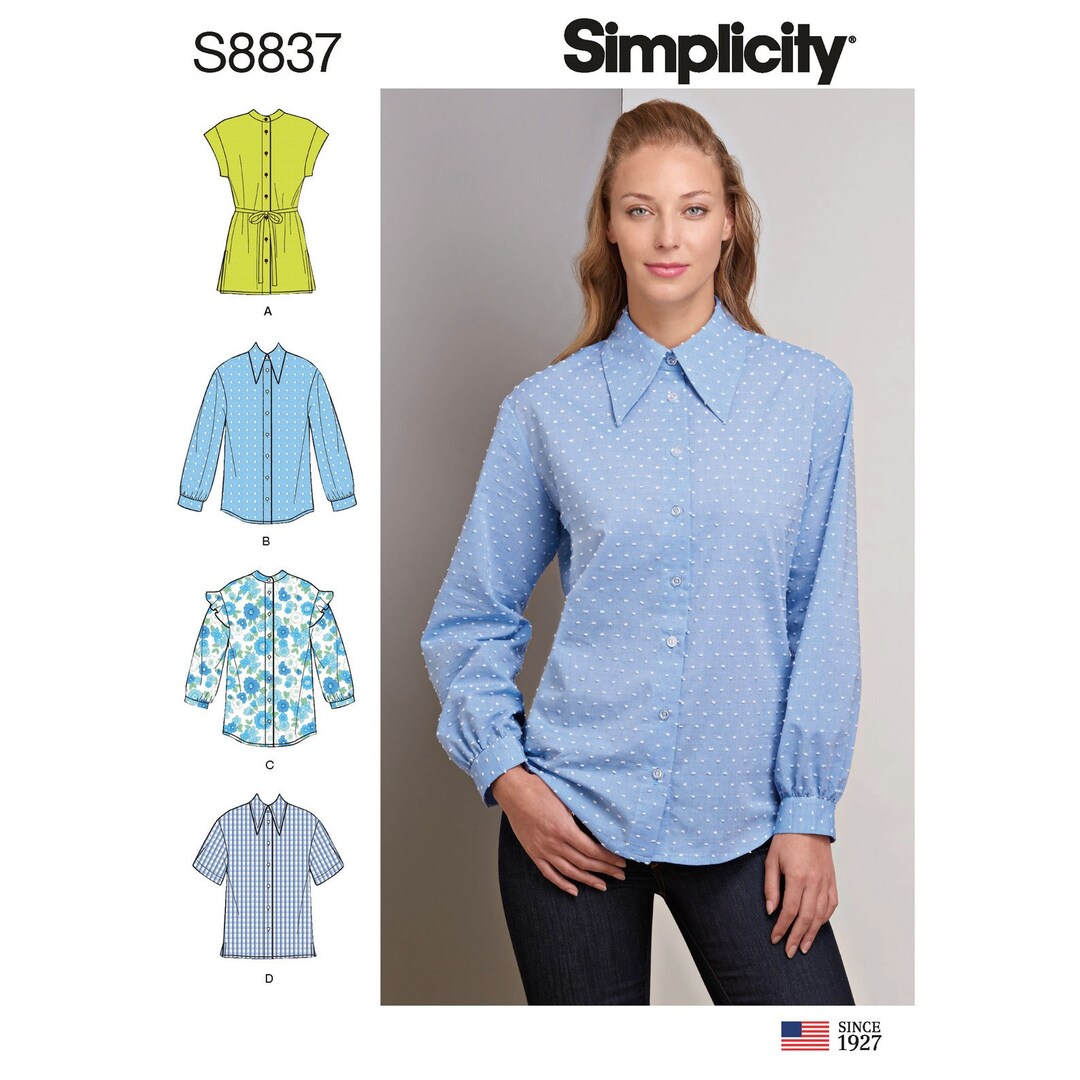 Simplicity S8837 Sewing Pattern - Misses Button Down Blouse/shirt ...