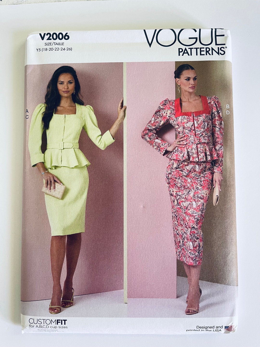 Vogue V2006 Sewing Pattern - Misses 2 Piece Dress - Size 18-26/uncut - Etsy