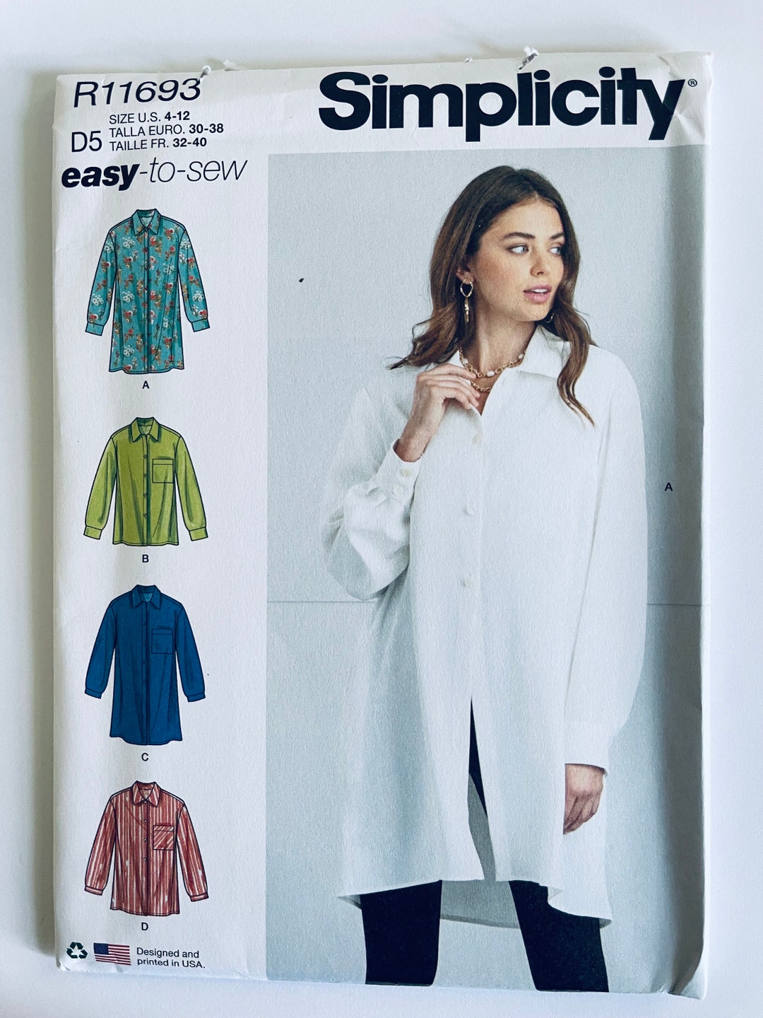 Simplicity Sewing Pattern 9707 R11693 Shirt Blouse Oversized Misses ...