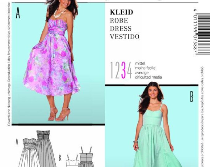 Burda Young 7388 Misses Sundress, Strapless or Spaghetti Strap Dress ...