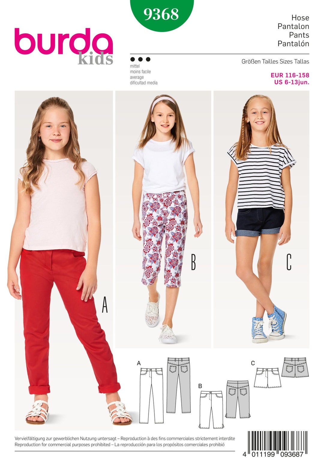 Burda 9368 Kids Classic Cut Jeans Sewing Pattern Size 6-13jr / Uncut ...