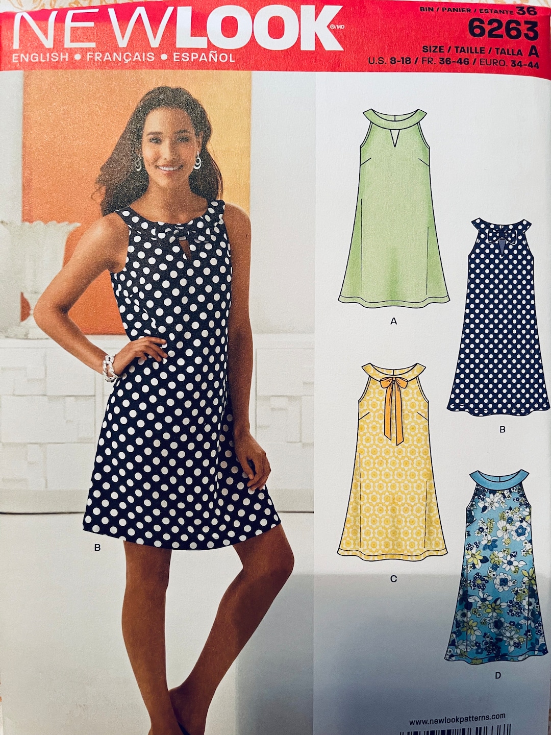 New Look 6263 - Sewing Pattern for Women's Dress, Halter Dress, A Line ...