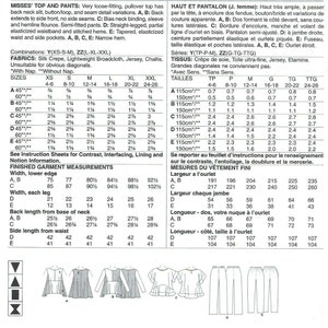 Vogue V9067 Sewing Pattern, Misses Tops and Pants - Size 4-14 / Uncut ...