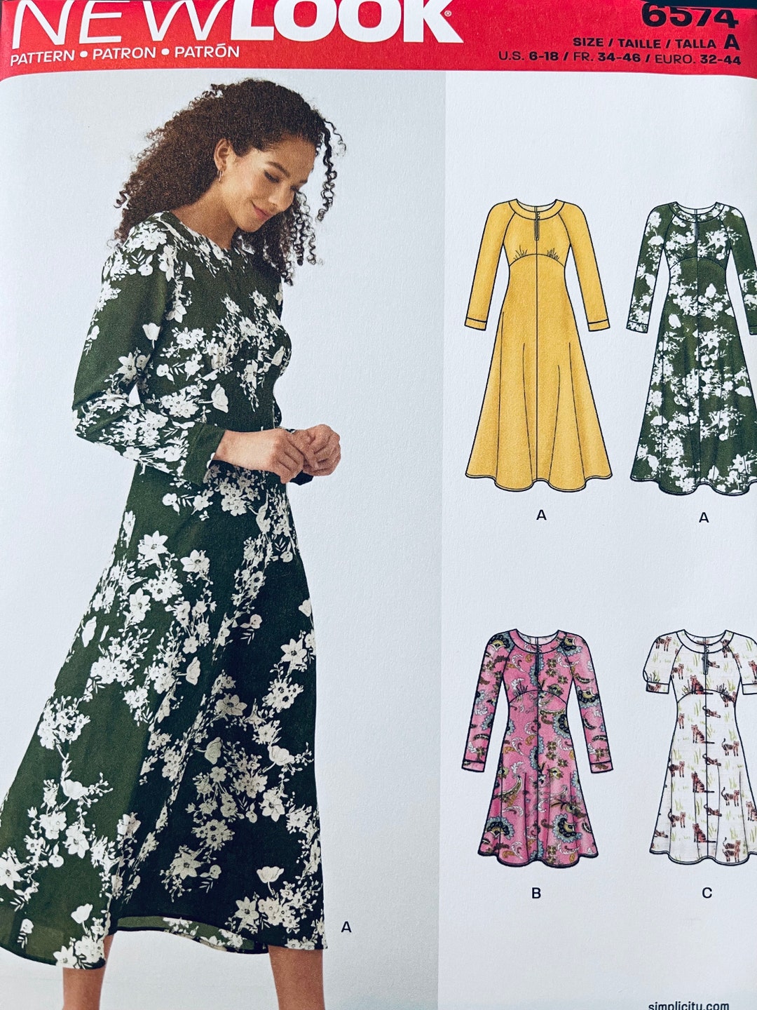 New Look 6574 - Sewing Pattern - Misses Puff Sleeve Dress, Summer Dress ...