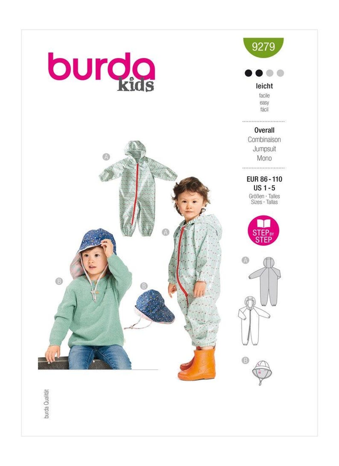 Burda 9279 Sewing Pattern - Toddler's Onsie and Hat - Size 1-5 Yrs - Etsy