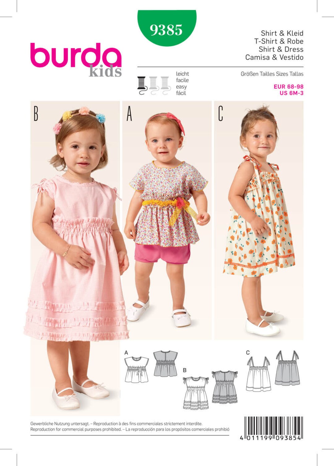 Burda 9385 Toddler's Shirt and Dress Sewing Pattern / Uncut/ff - Etsy