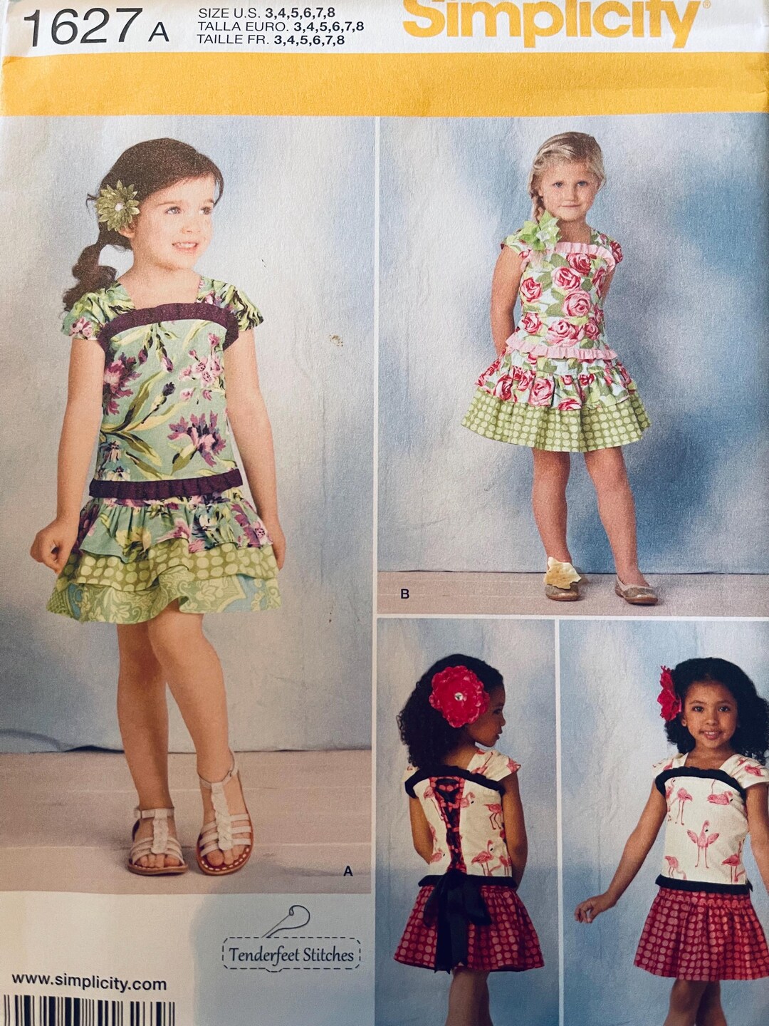 Simplicity 1627 Size 3-8 Girl's Summer Top and Skirt Sewing Pattern ...