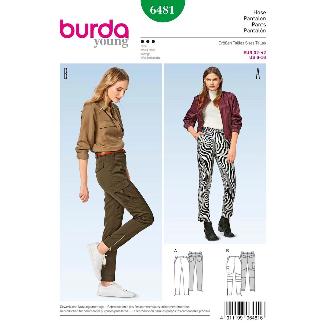Burda Sewing Pattern 6481 Skinny Fit Jeans Trousers Size 6-16 - Etsy