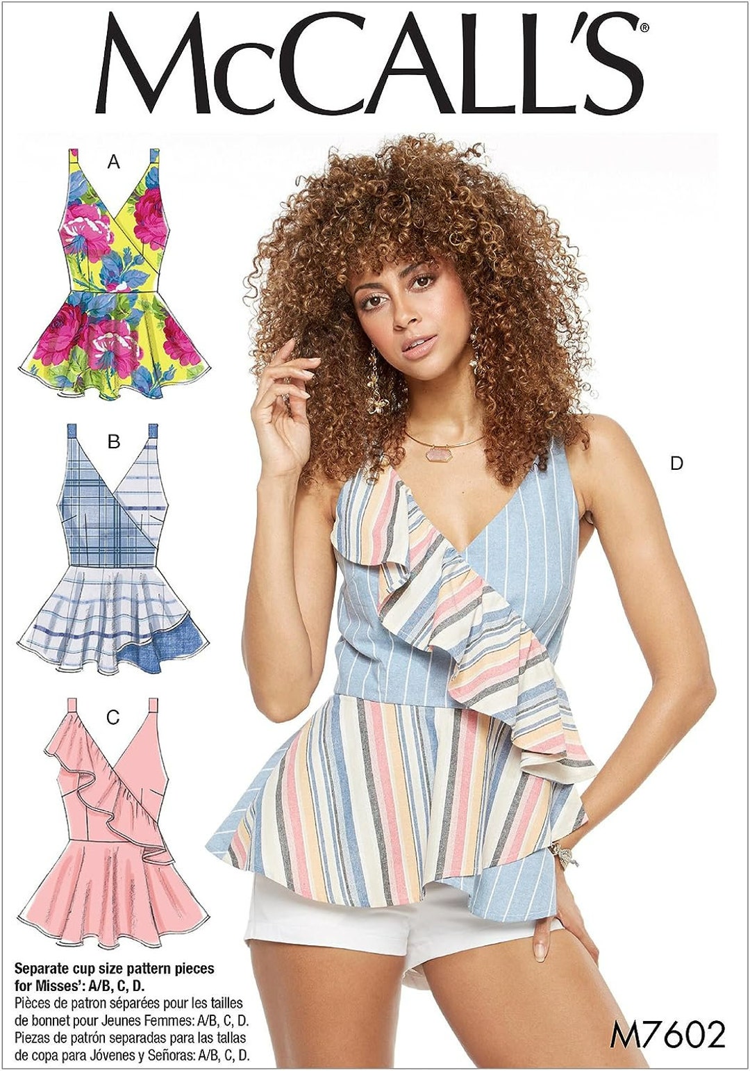 Mccall's Sewing Pattern M0531 / M7602 Misses' Mock-wrap Top With Peplum ...