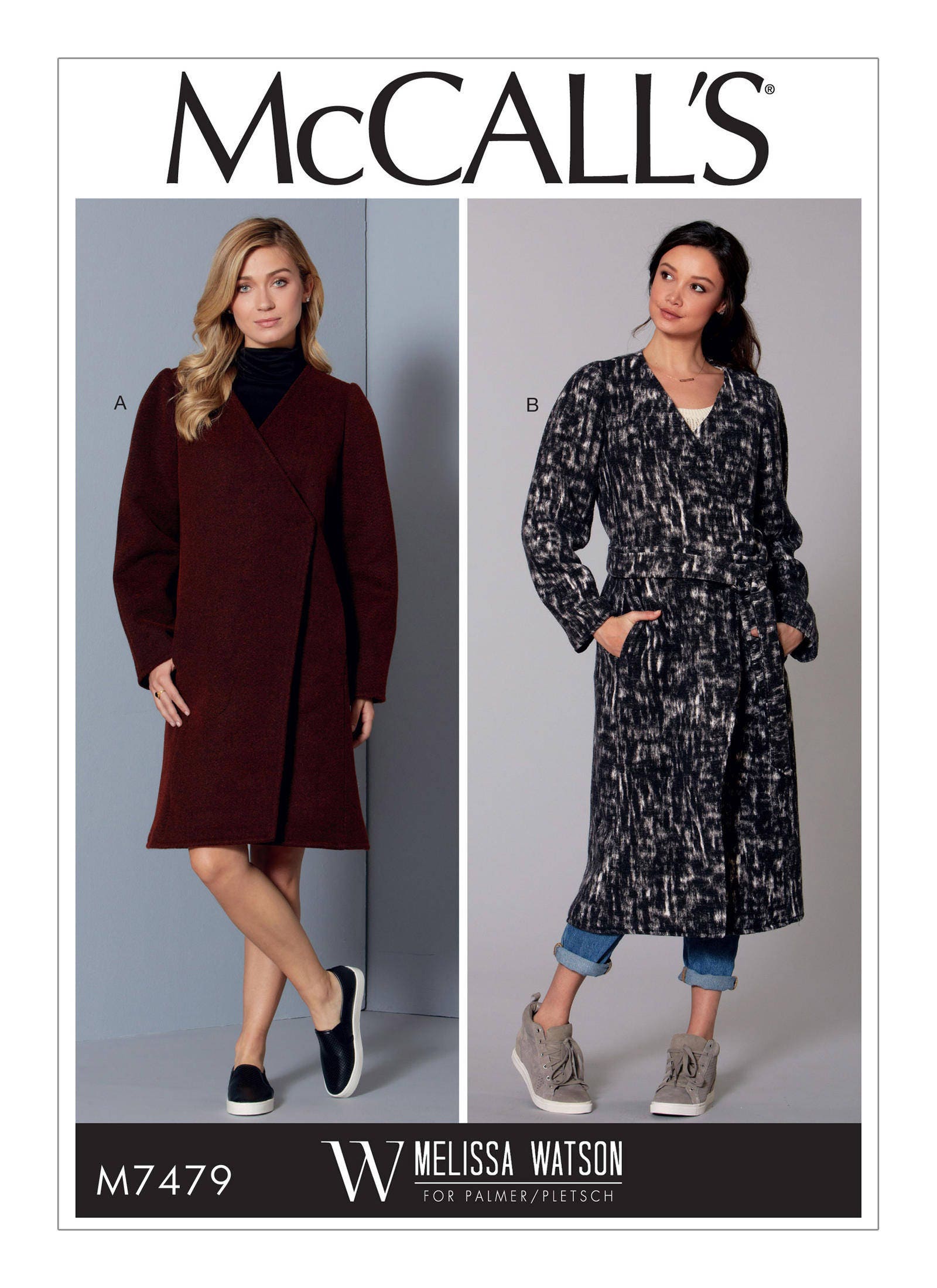 Mccall's M7479 Size 4-14 or 16-26 Misses Loose Fitting Wrap Coat and ...