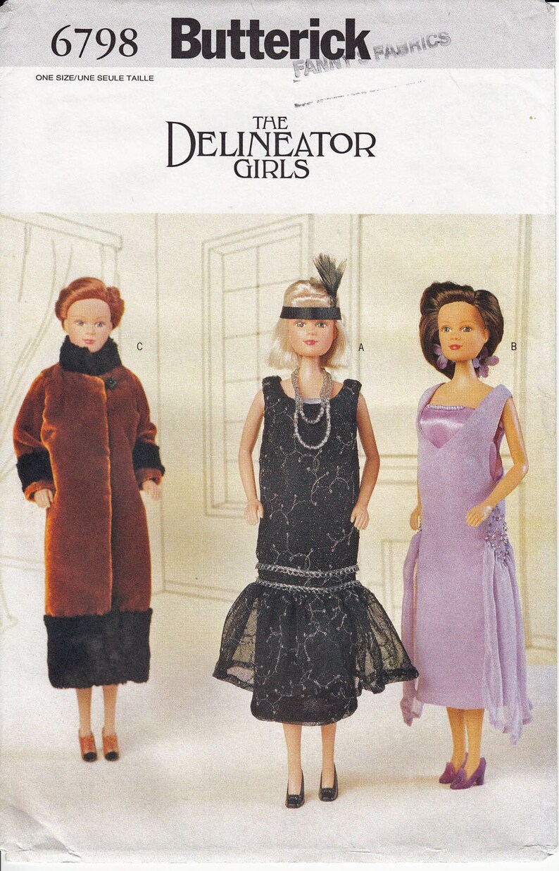 Butterick 6798 Delineator Girls Circa 1925 Doll Flapper Dress, Coat and ...