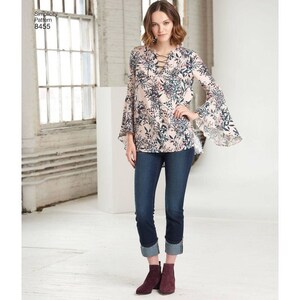 Simplicity 8455 D0766 Misses'/petite Blouse With Length and Sleeve Variations Sewing Pattern ...