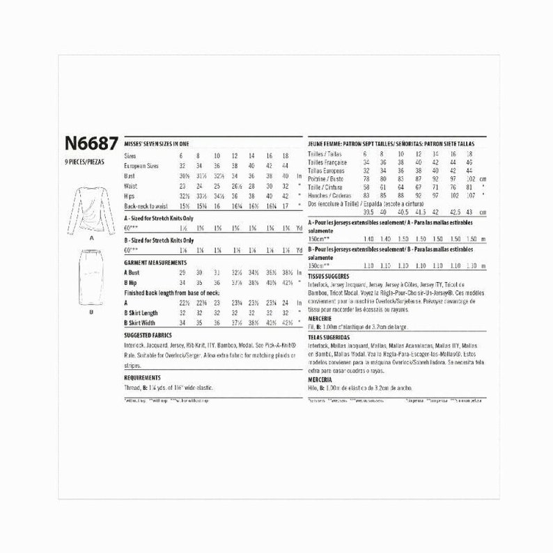 New Look N6687 Sewing Pattern Misss Top & Skirt Size - Etsy
