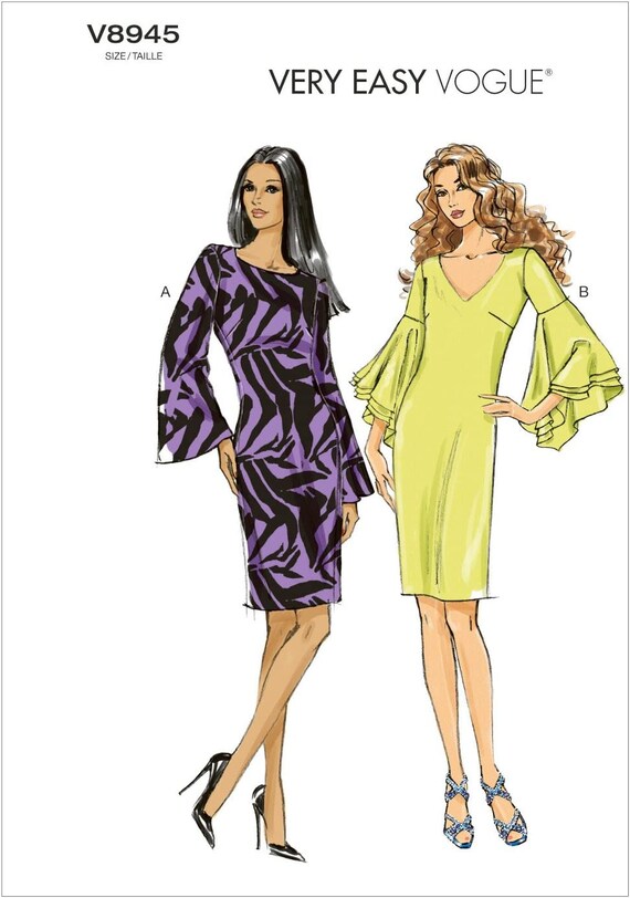 Vogue V8945 Sewing Pattern Misses Dresses With Sleeve - Etsy