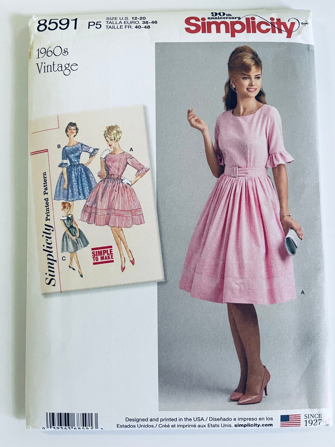 Simplicity 8591 / S8591 1960s Vintage Sewing Pattern for Womens Dress ...