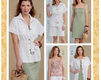 Uncut Butterick Sewing Pattern 6774 Misses' Jacket, Belt, Dress, Top ...