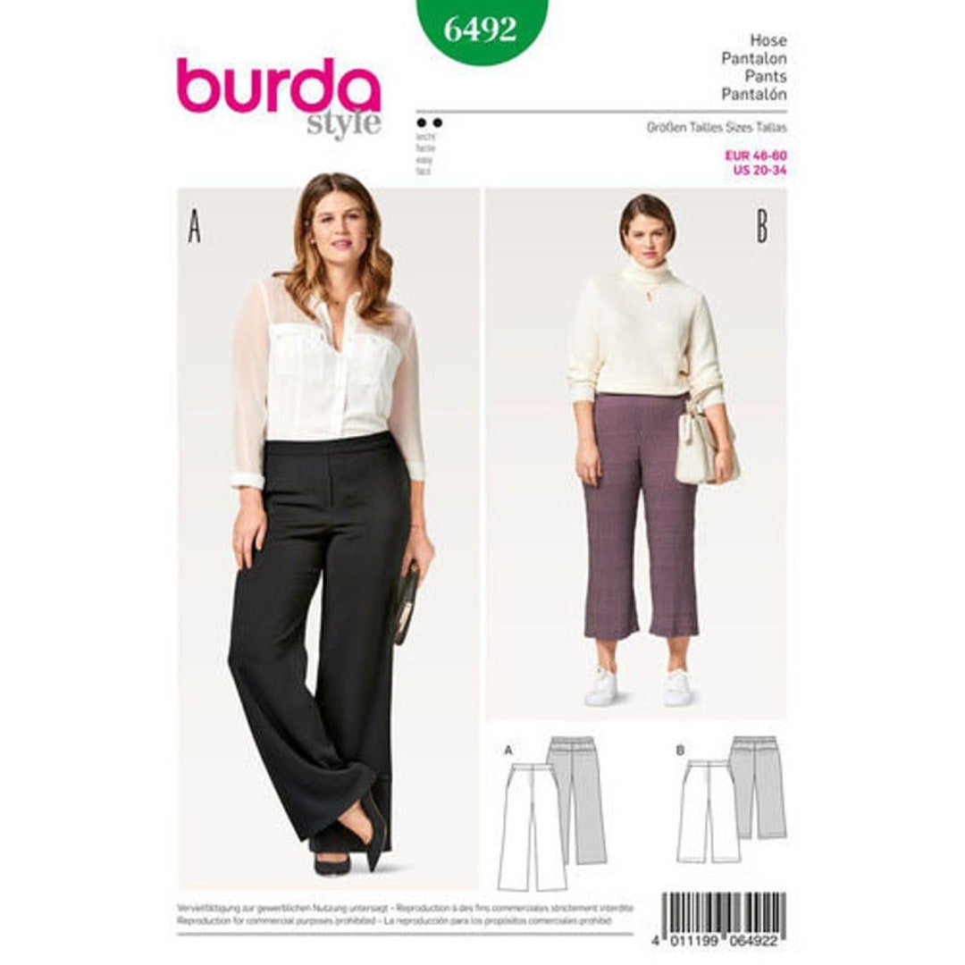 Burda 6492 Woman's Pants or Capri Sewing Pattern - Plus Size 20-34 ...