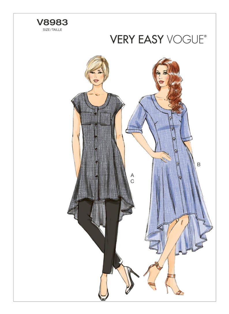 Vogue V8983 Size 8-16 or 16-24 Misses Tunic, Dress and Pants Sewing ...