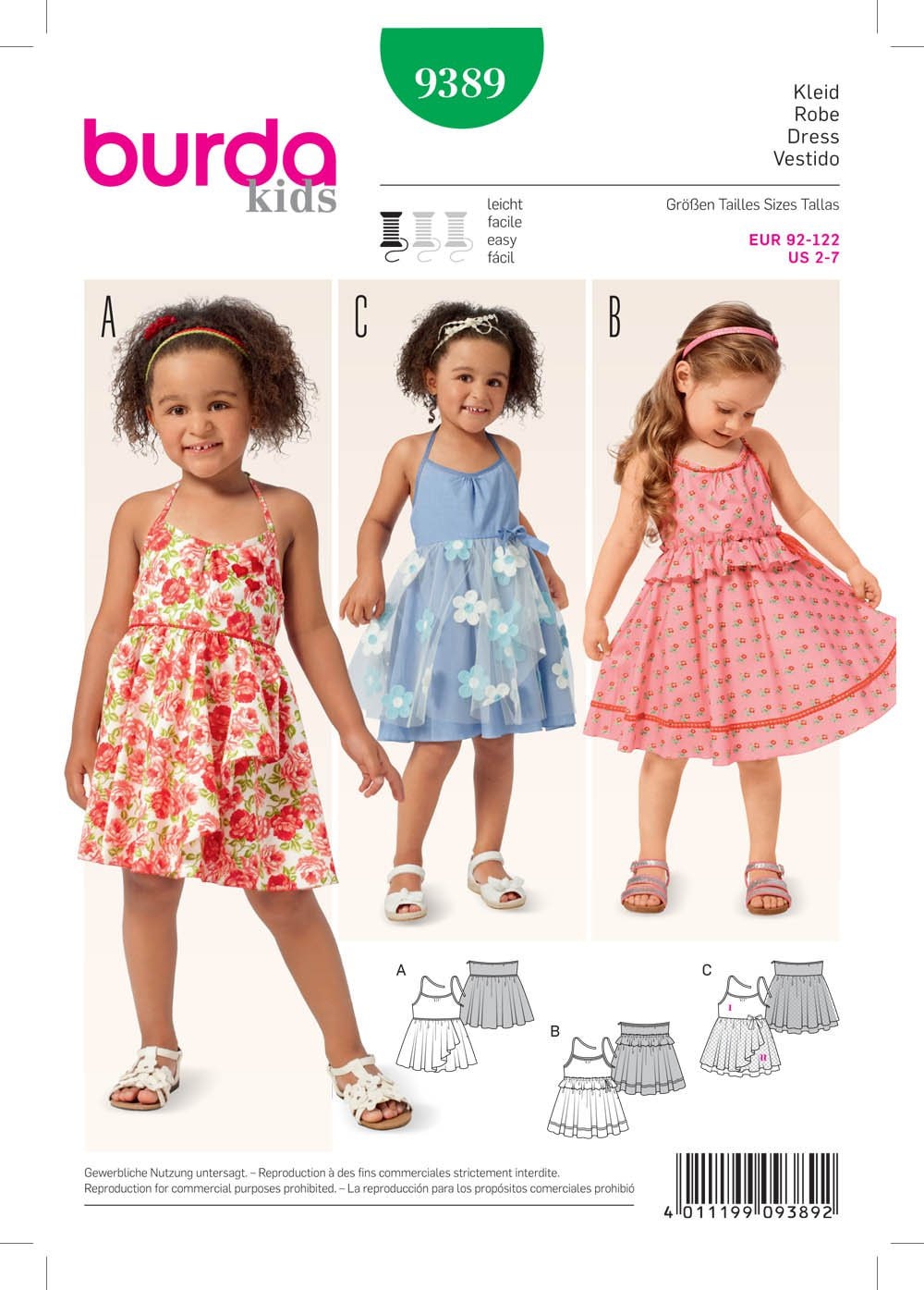Burda 9389 Size 2-7 Toddler's Girl's Sundress Sewing | Etsy