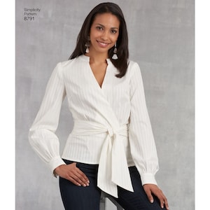 Simplicity 8791 Sewing Pattern for Women's Tops, Wrap Tops, Long Sleeve ...