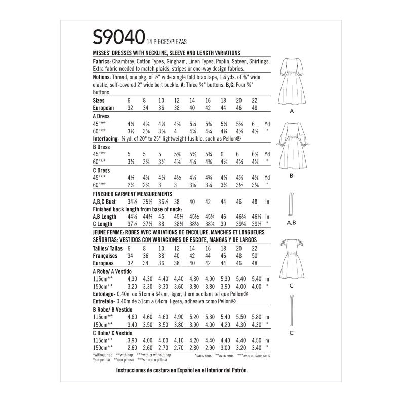 Simplicity S9040 Sewing Pattern Misses' Dresses With | Etsy