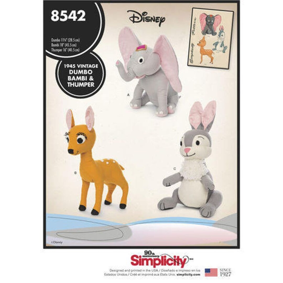 Simplicity 8542 Sewing Pattern - Vintage Disney Dumbo, Bambi and ...
