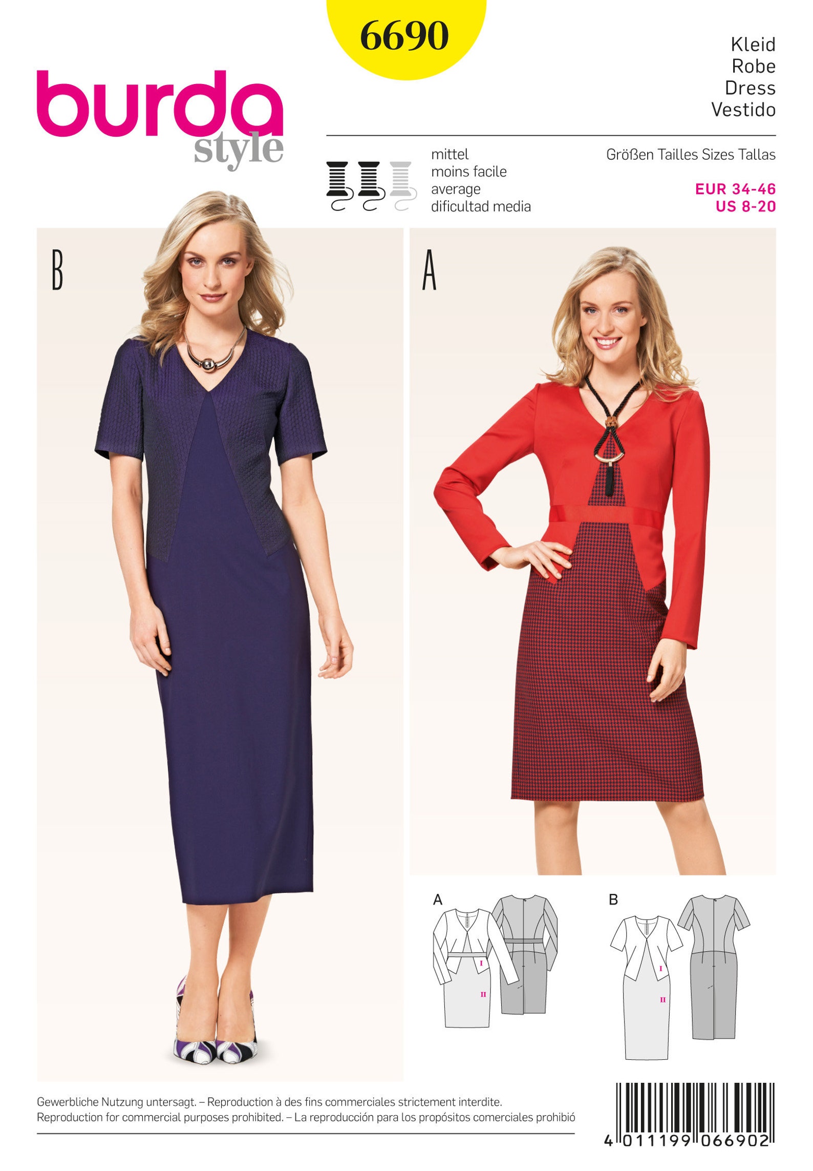 Burda 6690 Size 8-20 Misses Dresses in 2 Lengths Sewing - Etsy