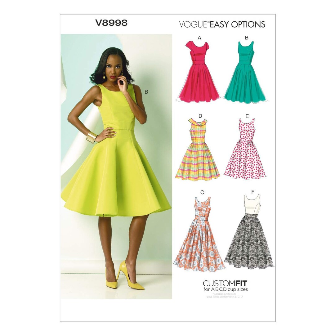 Vogue V8998 Size 6-14 or 14-22 Misses' Fit and Flare Princess Seam ...