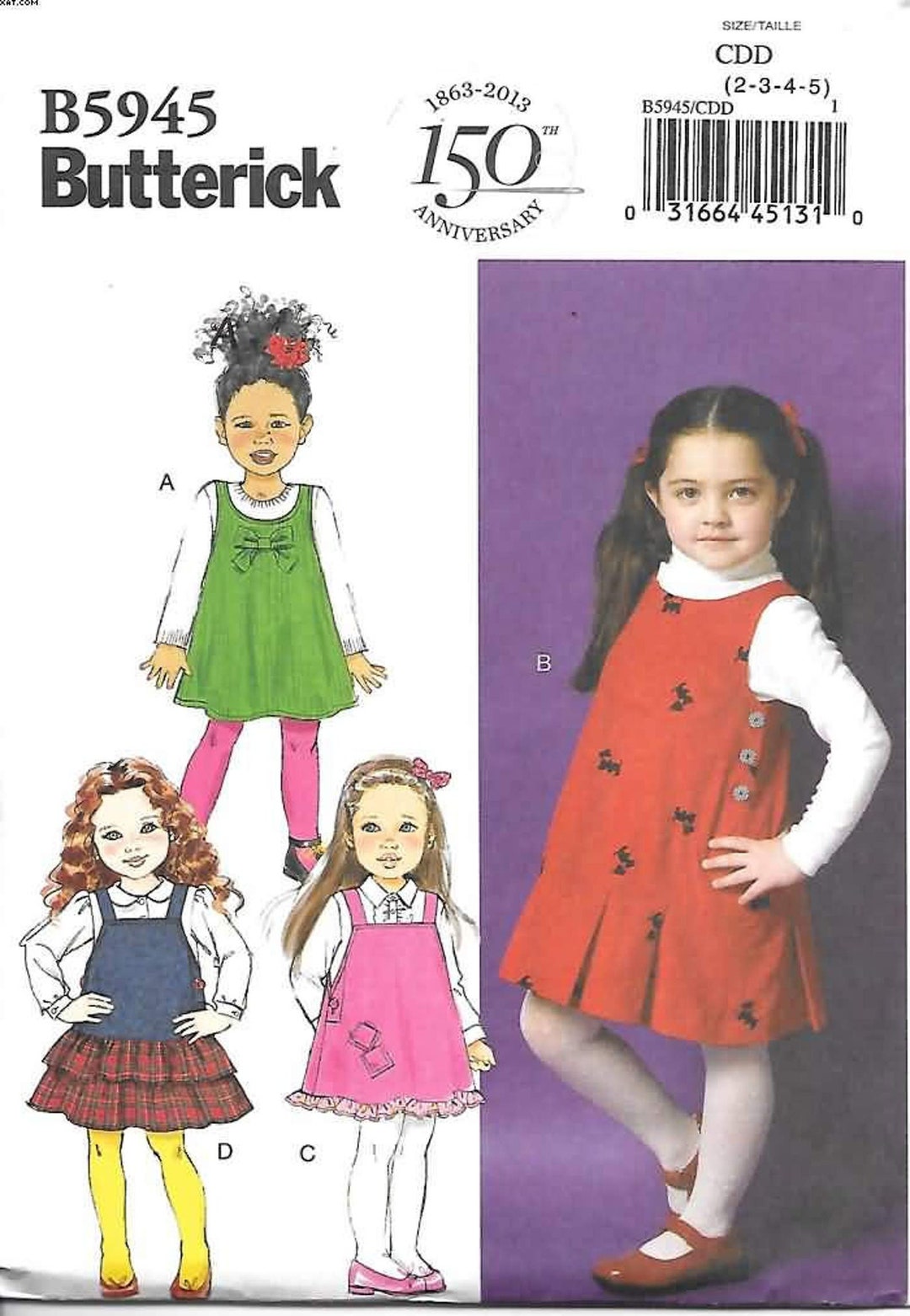 Butterick B5945 Sewing Pattern - Girl's Jumpers / Uncut, FF - Etsy
