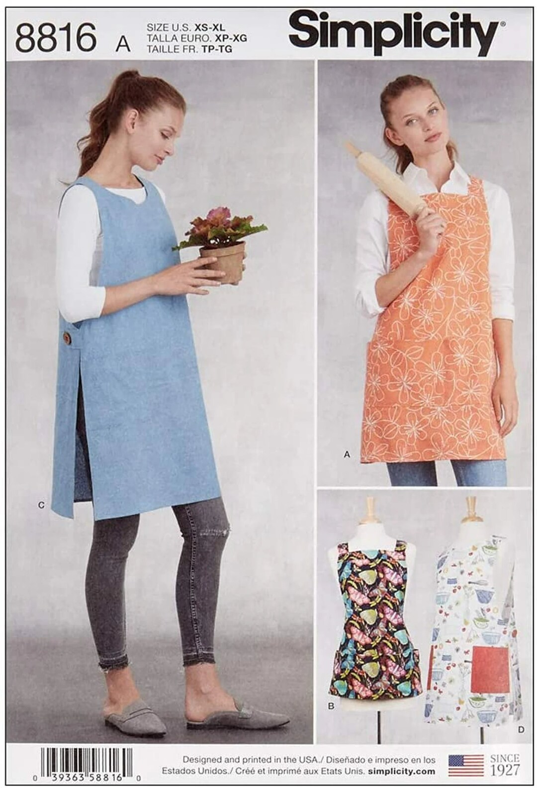 Simplicity 8816 Sewing Pattern Misses Aprons Size Xs-s-m-l-xl/uncut - Etsy